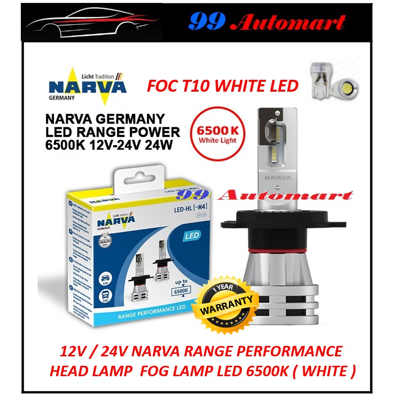 Narva Range Performance LED T10 H1 H3 H4 H7 H8 H11 HB4(9006) HB3(9005 ...