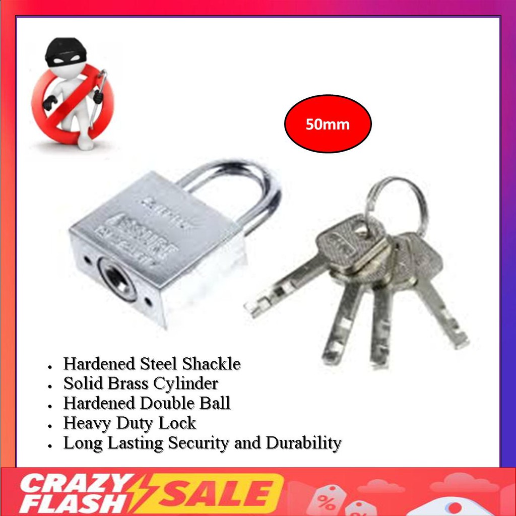 Solid Heavy Duty Security Door Lock 50mm Anti Cut Padlock Gate Lock ...