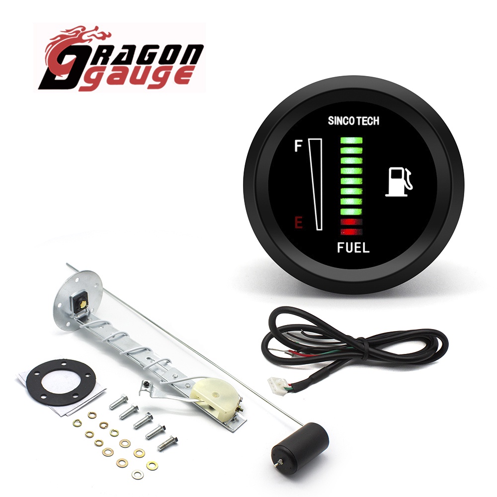 DRAGON GAUGE 2" 52mm Car Fuel Level Gauge with Fuel Float Sensor LED ...
