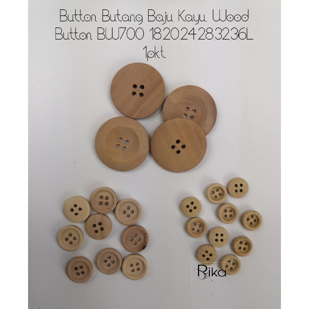 Button butang baju kayu wood button BW700 BT01120 BT02120 kayu cute ...