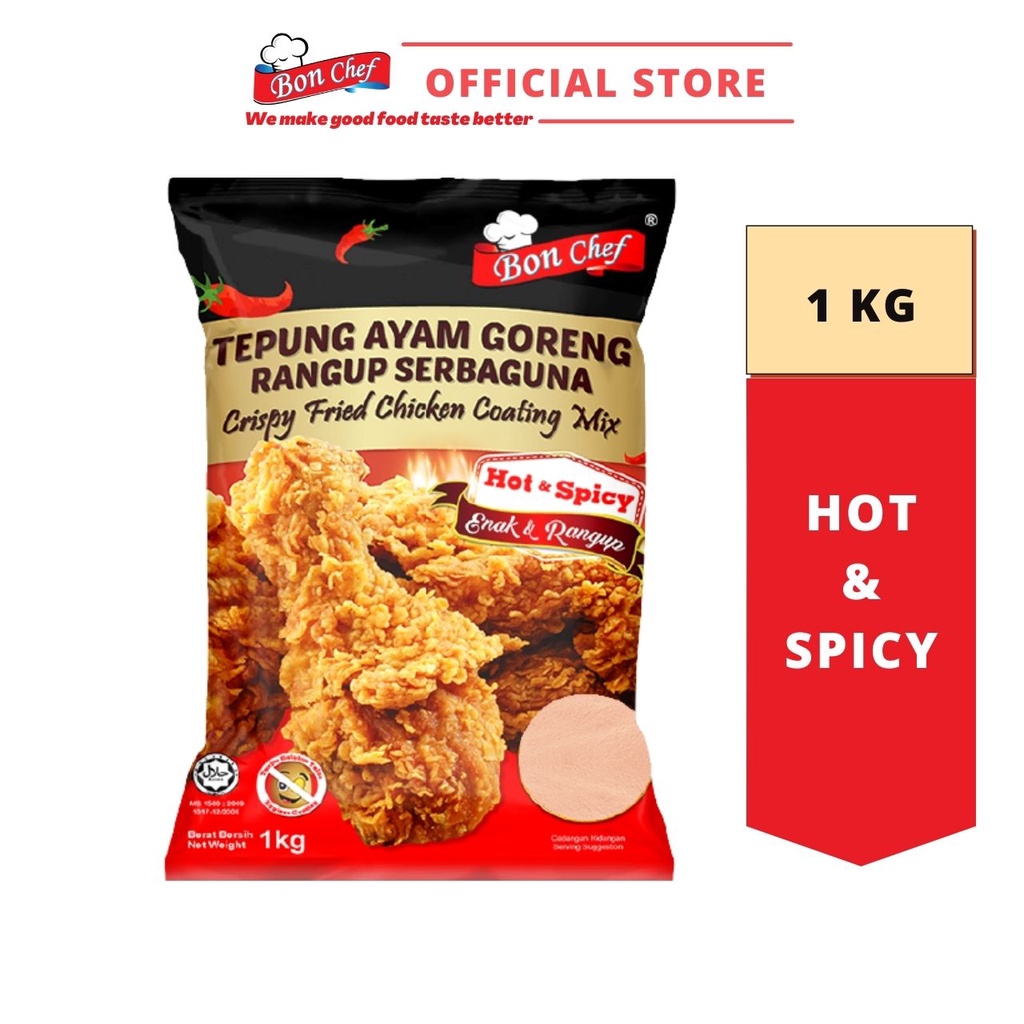 1KG Tepung Ayam Goreng HOT & SPICY Bon Chef | Shopee Malaysia