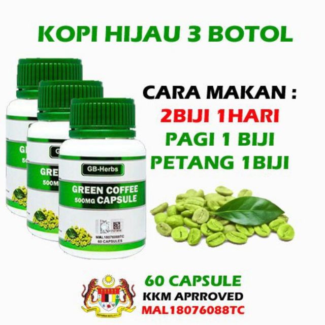 3 UNIT KOPI HIJAU GB / GREEN COFFEE GB 100% PURE - HALAL | Shopee Malaysia