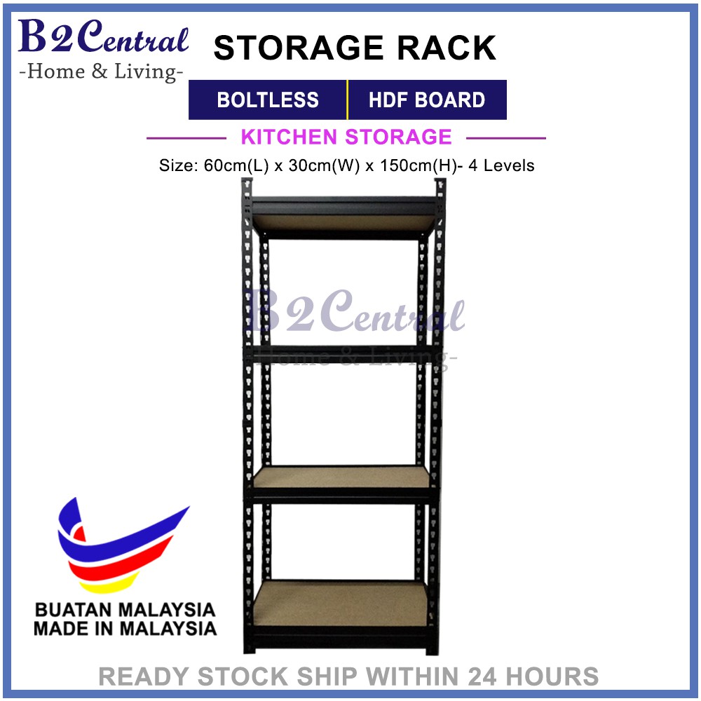 2 in 1 Boltless Rack 4 Tier DIY Racking Storage Multi Purpose Rack Rak ...