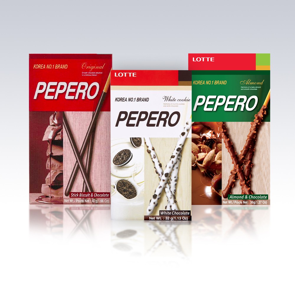 Korea Lotte Pepero Almond, White Cookies, Original Chocolate Halal ...