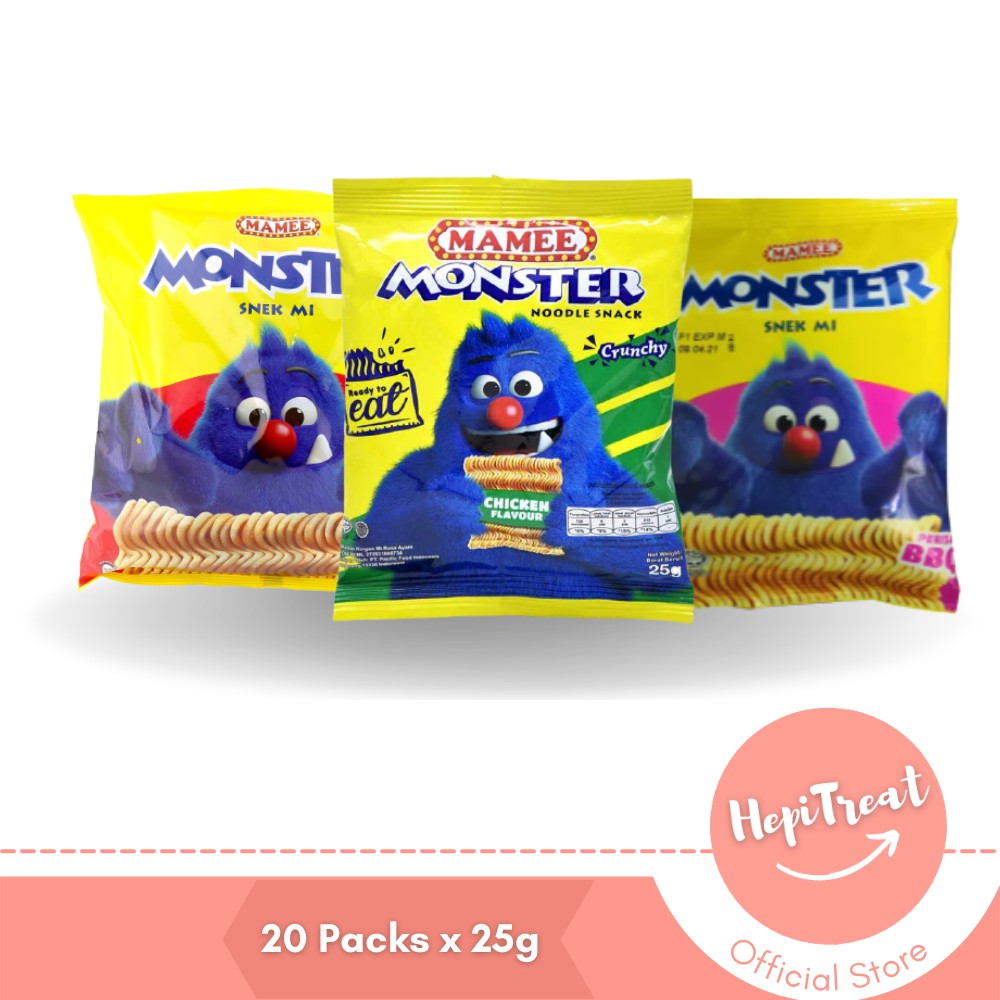 Mamee Monster Snack Ayam / BBQ / Pedas - 20 Packs x 25g (Small) by Hepi ...