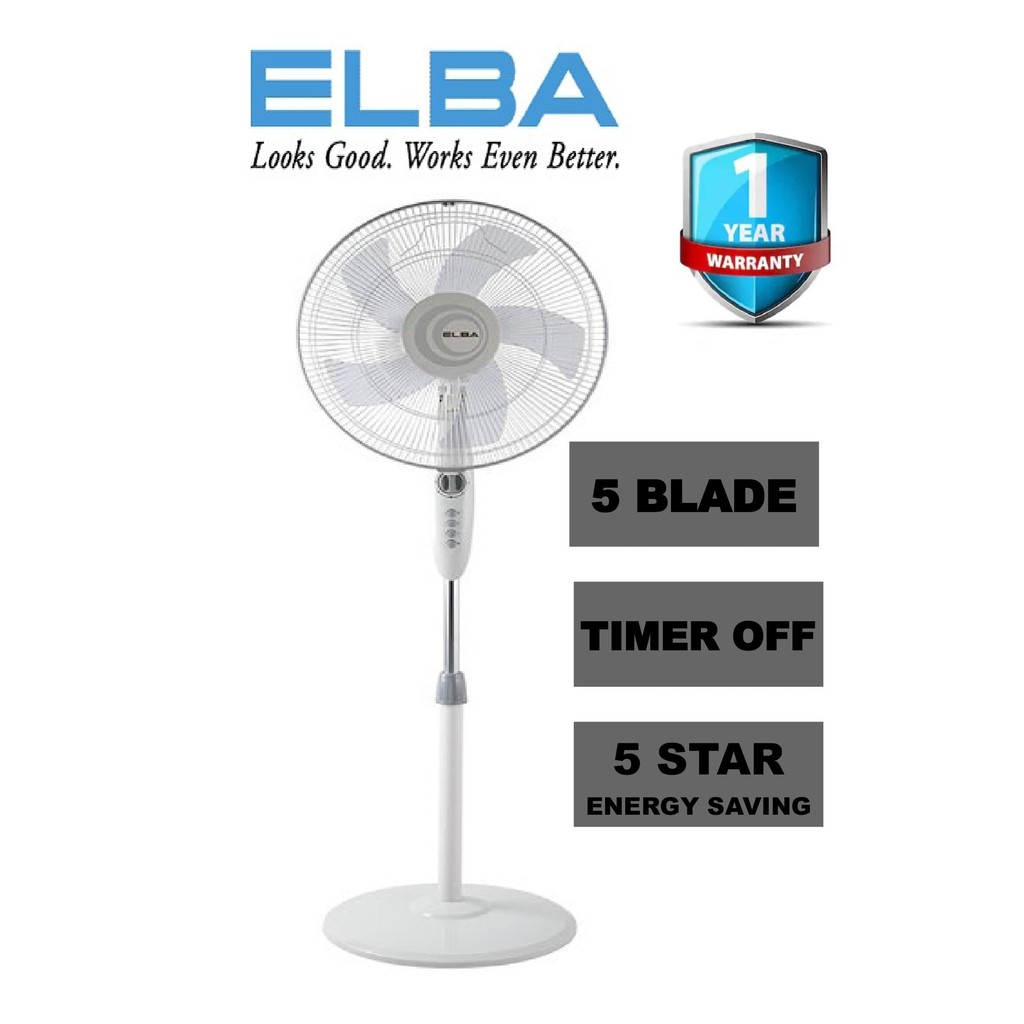 ELBA STAND FAN 16" ESF-E1639TM , TIMER OFF , 5 BLADE / ISONIC STAND FAN ...