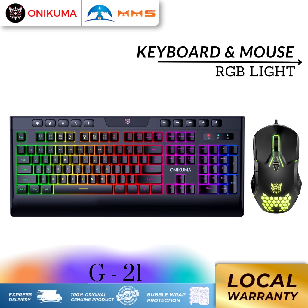 ONIKUMA G21 + CW902 Gaming Keyboard & Mouse Set Wired RGB 6400DPI Mouse ...