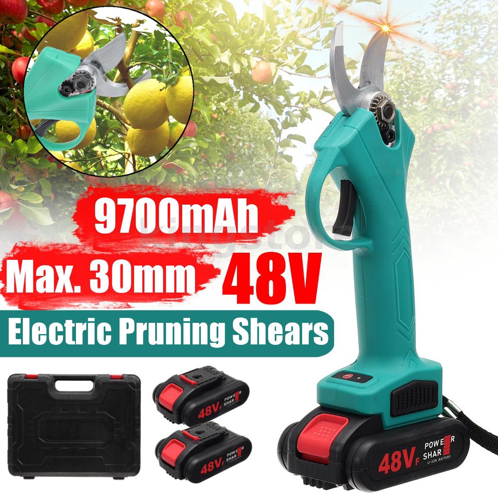 48V 9700mAh Electric Pruning Shear Special Steel Blade Garden Pruner ...