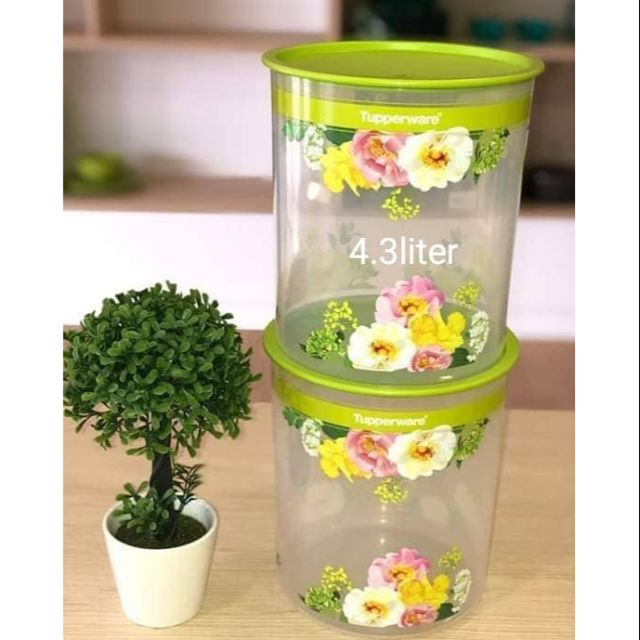 [TUPPERWARE] Floral Raya One Touch OT Large Canister (1pc) 4.3L bekas container | Shopee Malaysia