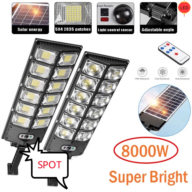 🔥Ready Stock🔥8000W Solar Street Light 8800mAH Outdoor Solar Lamp Bright ...