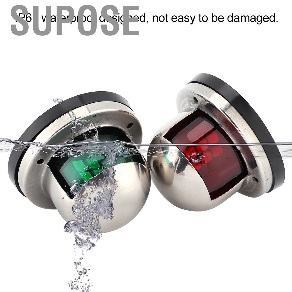 Supose 2pcs 12V Red Green LED Navigation Lights Stainless Steel Sailing ...