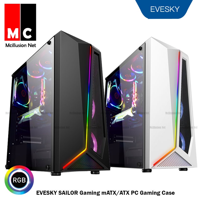 Evesky SAILOR ruix Case Mid-Tower PC Gaming Case ATX/M-ATX/ITX - Front I/O USB 3.0 Port ...