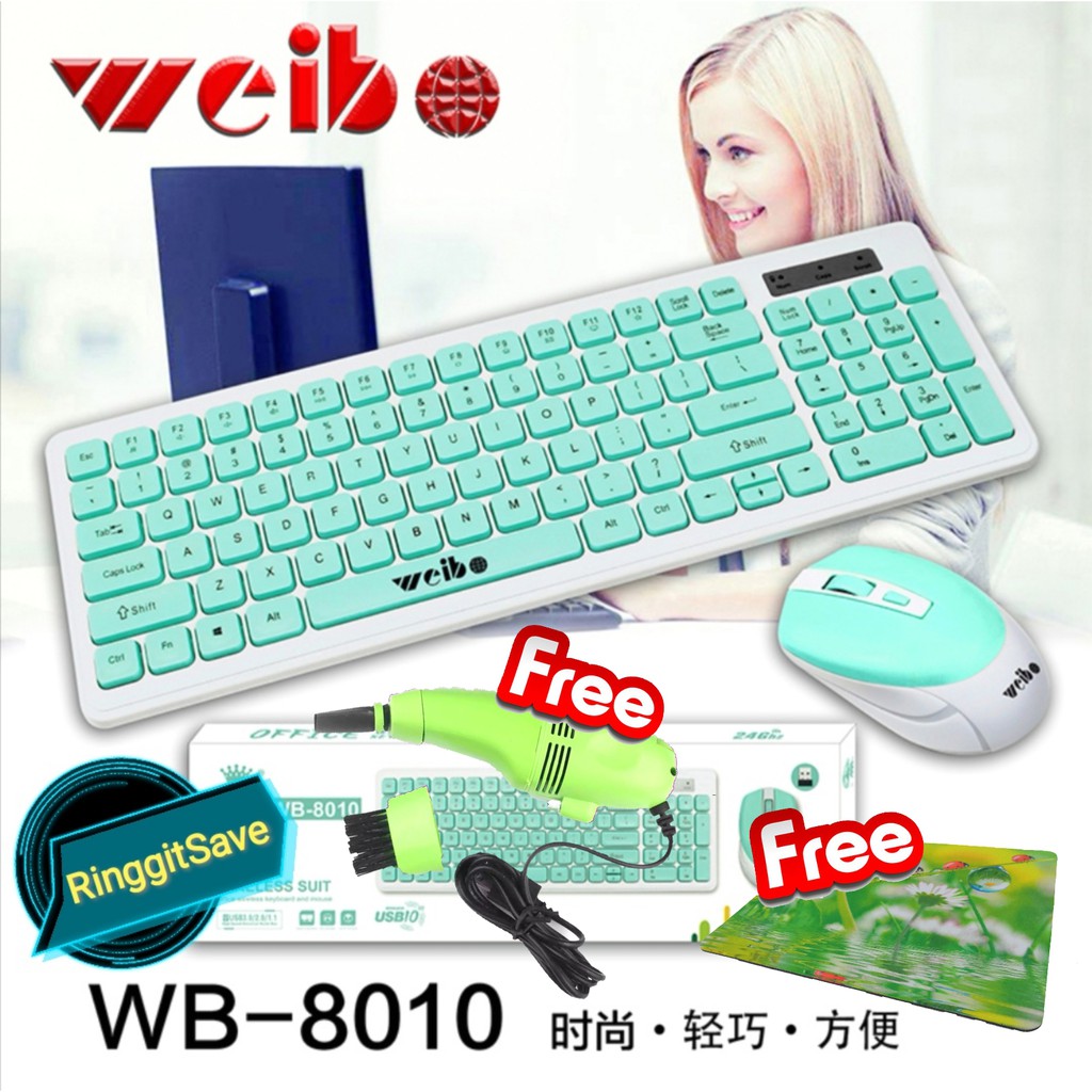 Weibo USB Wireless Keyboard And Mouse Combo Set 2.4Ghz Desktop Computer ...