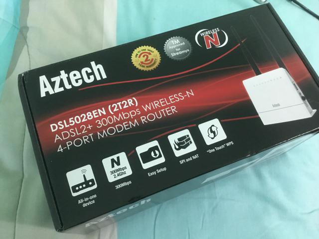 AZTECH DSL5028EN N300 ADSL2+ Streamyx Wireless WiFi Modem Router with ...