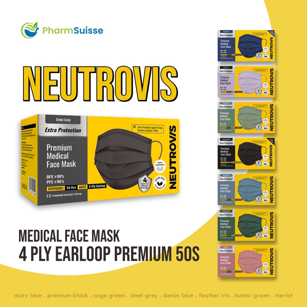 NEUTROVIS MEDICAL FACE MASK 4 PLY EARLOOP PREMIUM 50S | Shopee Malaysia