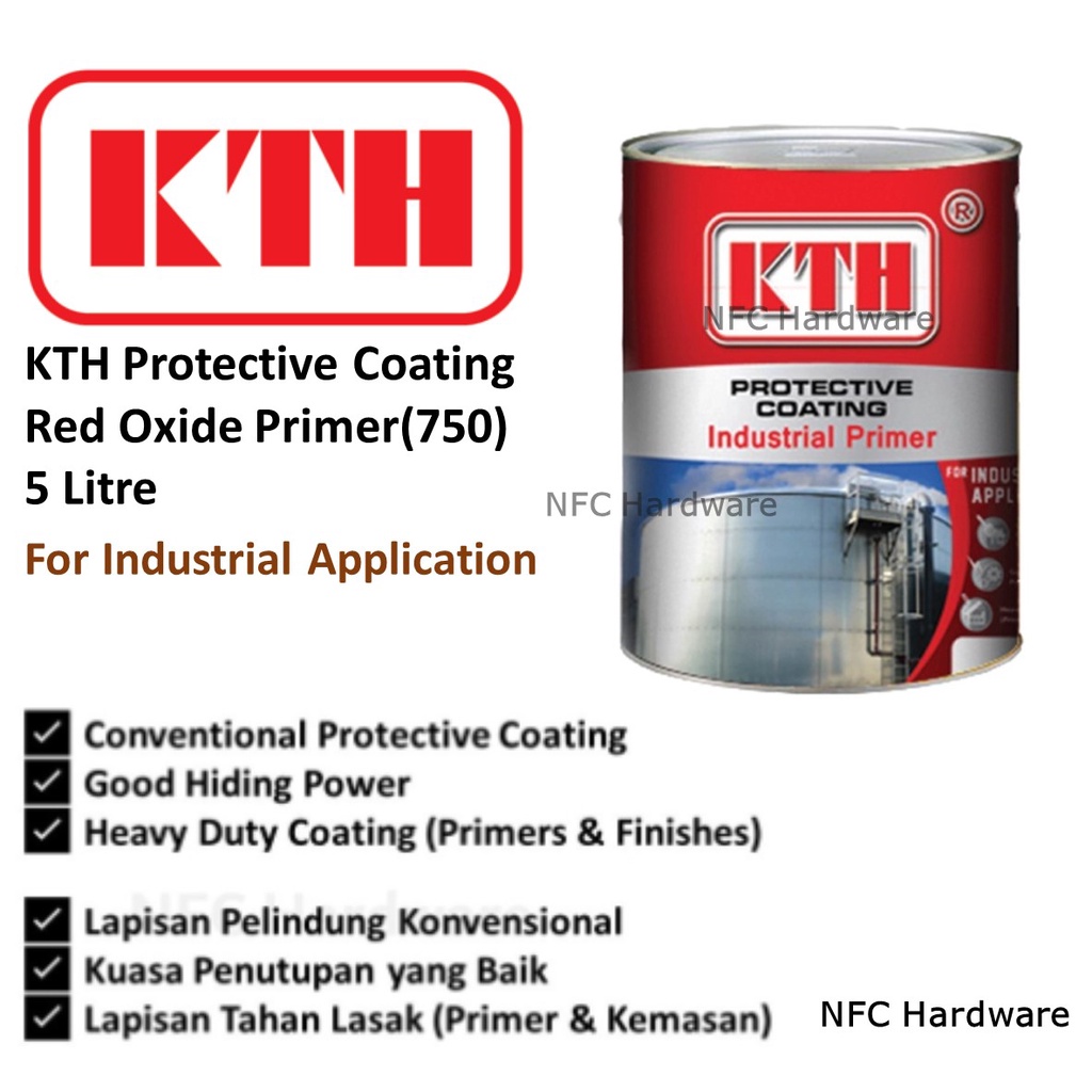 KTH 750 RED OXIDE PRIMER 5 Litre (Cat Merah Alas Besi) | Shopee Malaysia
