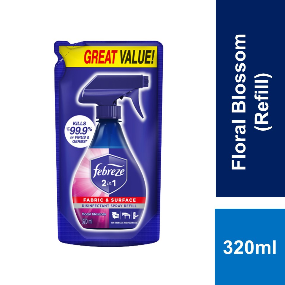 Febreze 2-in-1 Antibacterial Disinfectant Floral Blossom Refill 320ml ...