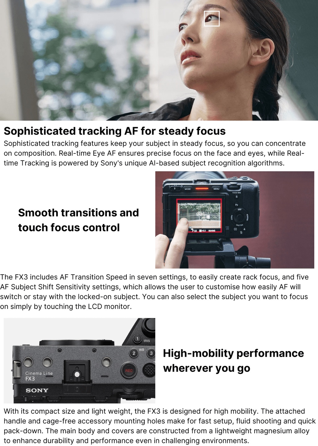 Sony FX3 Full-frame Cinema Line camera ILME-FX3 INTERCHANGEABLE-LENS ...