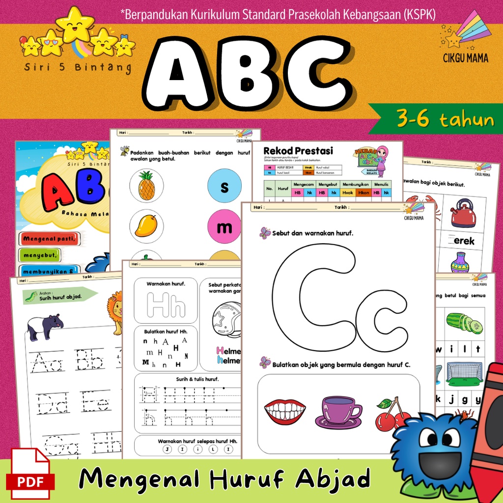 [ Softcopy | PDF ] ABC Mengenal Huruf Abjad Lembaran Kerja Latihan ...