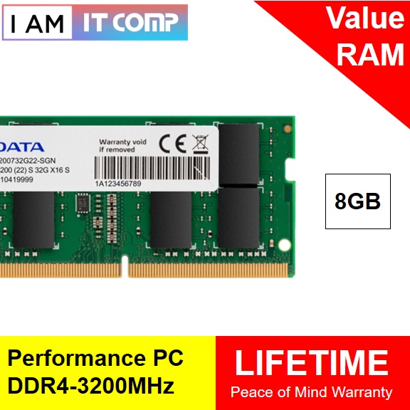 Adata 8GB DDR4 3200Mhz SO-DIMM Laptop Memory RAM ⋆