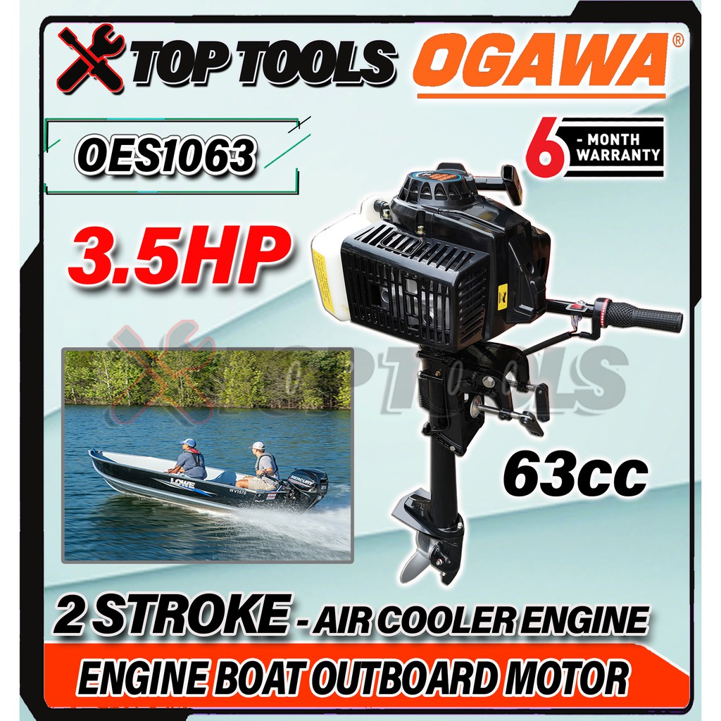 OGAWA Boat Engine Outboard Motor 63CC 3.5Hp 2-Stroke Short Shaft Super ...