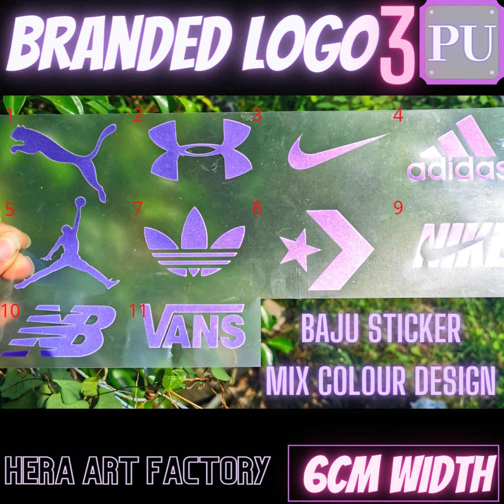 STICKER BAJU BRANDED LOGO 3 ( PU ) MATERIAL 6CM WIDTH / STIKER BAJU ...