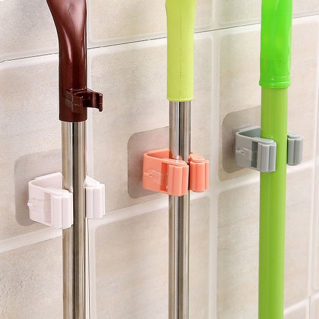 Punch Free Mop Holder Bathroom Wall Sticker Trackless Bathroom Mop Hook ...