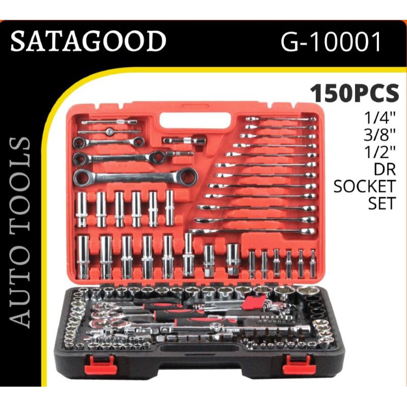 Spanar Box Full Set SATAGOOD 150 PCS Ratchet Box Socket Set Box Set ...