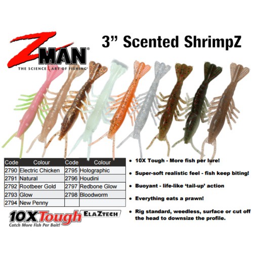 Zman Soft Plastic Fishing Lure Scented Shrimpz 3 Inch 5 Per Pack ...