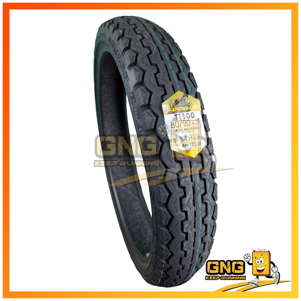 DUNLOP TT100 80/90-17 TUBELESS | Shopee Malaysia