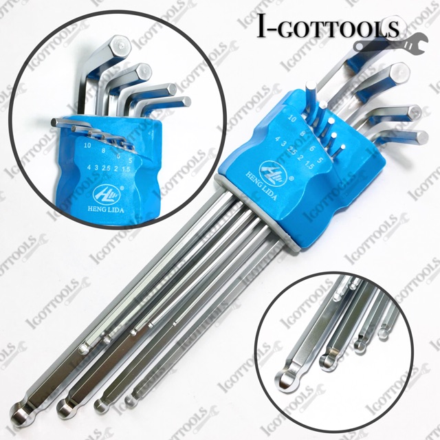 HENGLIDA 9pcs Allen Key Set Long Arm Allen Key Set Short L-Shape Hex ...