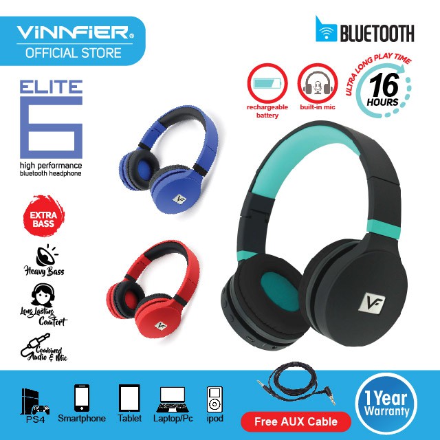 Vinnfier Elite 6 Wireless Bluetooth Headphones With Mic For Smartphones ...