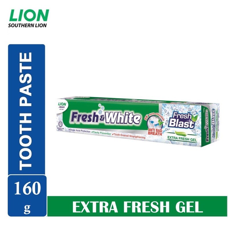 Fresh & White Fresh Blast Toothpaste - Extra Fresh Gel (160g) | Shopee ...