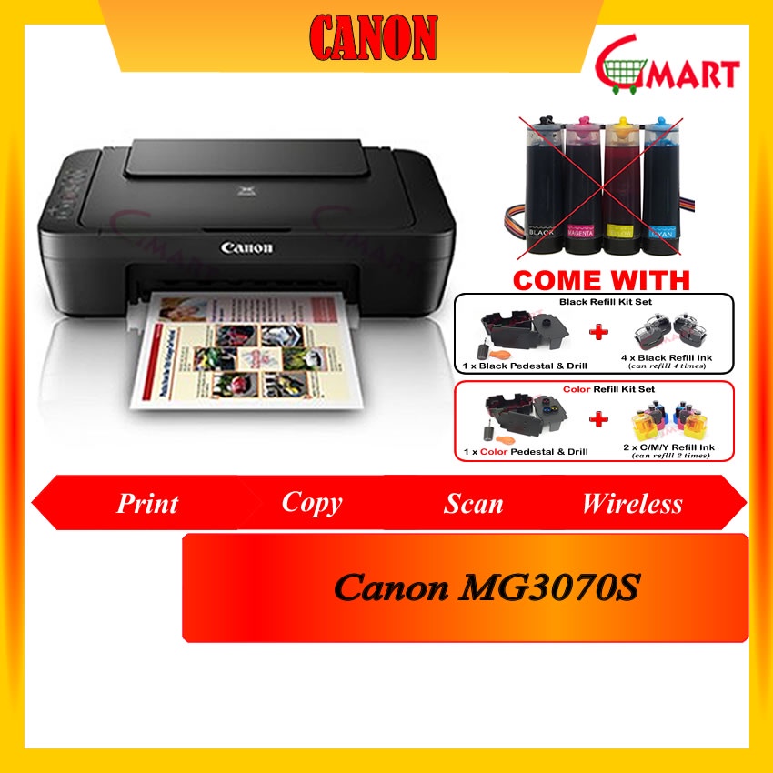 !! CISS !!Canon Pixma MG3070s All-in-One Color Inkjet Printer Print ...