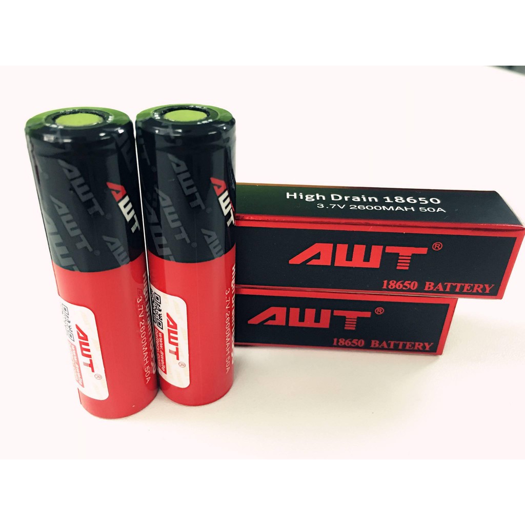 Original AWT 18650 Battery 2600mAh 50A High Drain Rechargeable ...