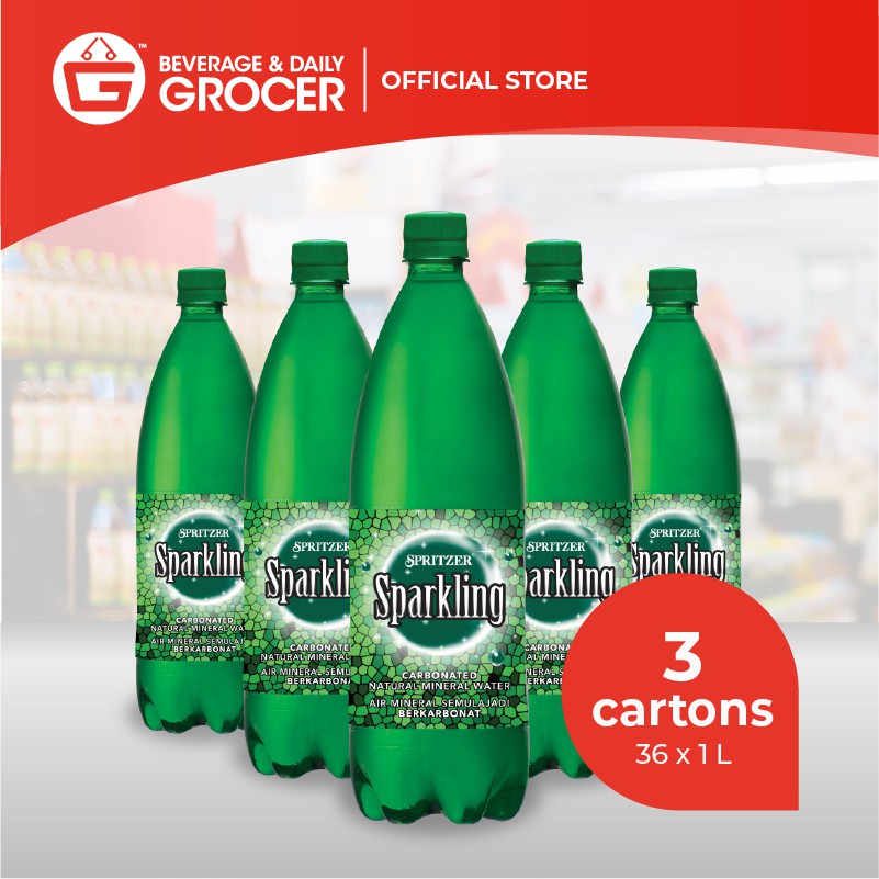 Spritzer Sparkling Natural Mineral Water (1L x 36 bottles) 3 Cartons | Shopee Malaysia