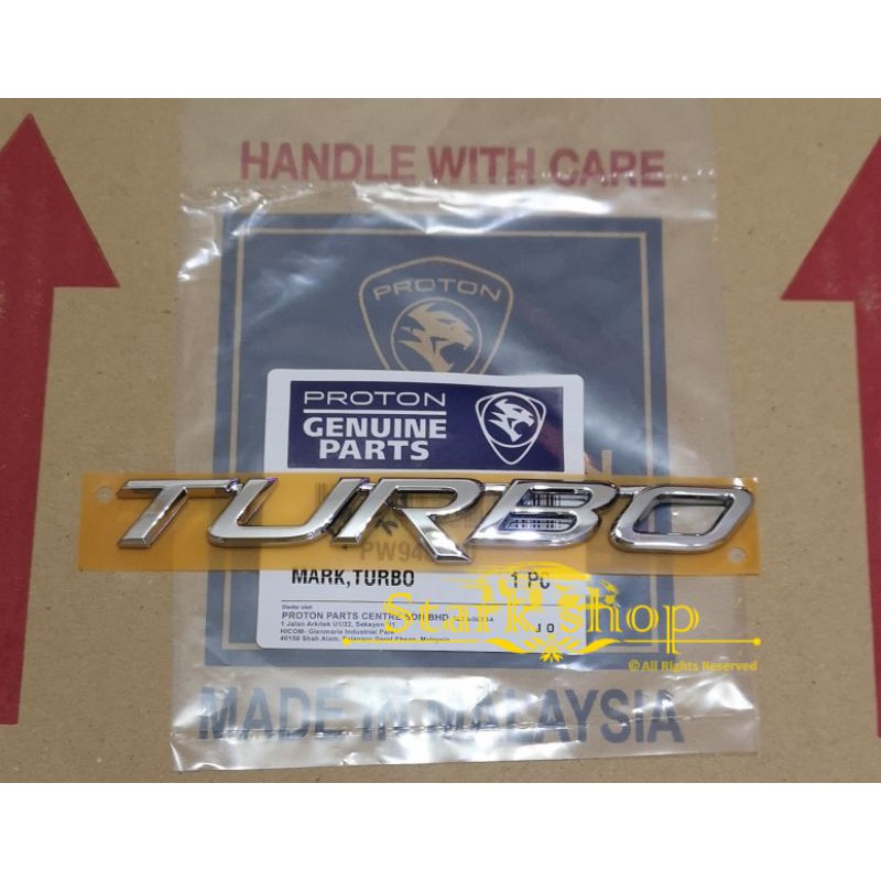 ORIGINAL PROTON PREVE/ EXOR BOLD/SUPRIMA REAR BONNET EMBLEM TURBO LOGO ...