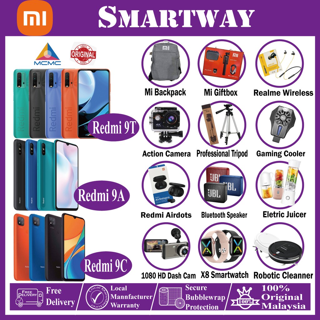 Xiaomi Redmi 9T/9A/9C [4GB RAM 64GB]/[3GB RAM 64GB]/[4GB RAM 128GB] Original Xiaomi Malaysia Set ...