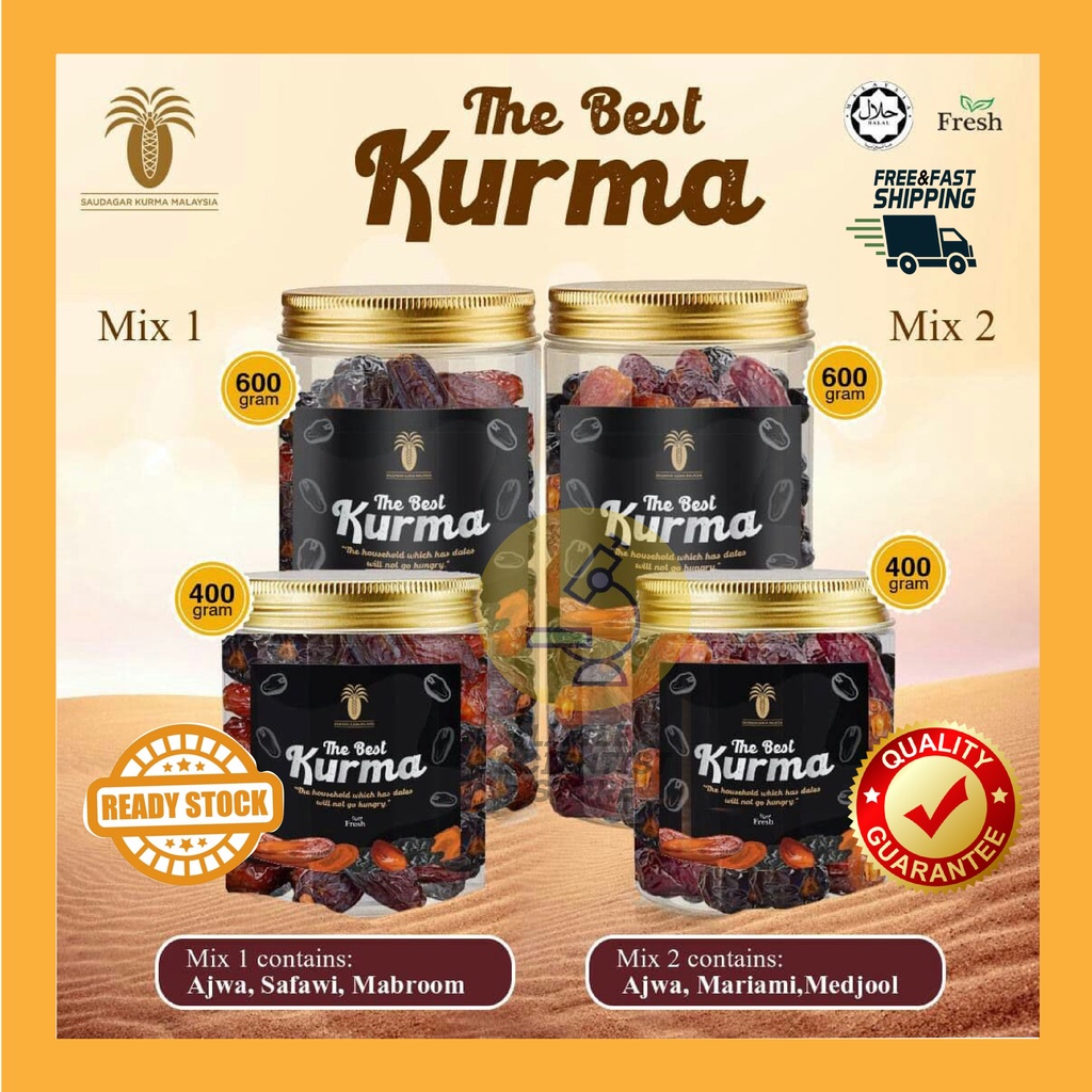 FRESH IMPORTED DATES Kurma Ajwa Safawi Medjool Mabroom Mariami 600G ...
