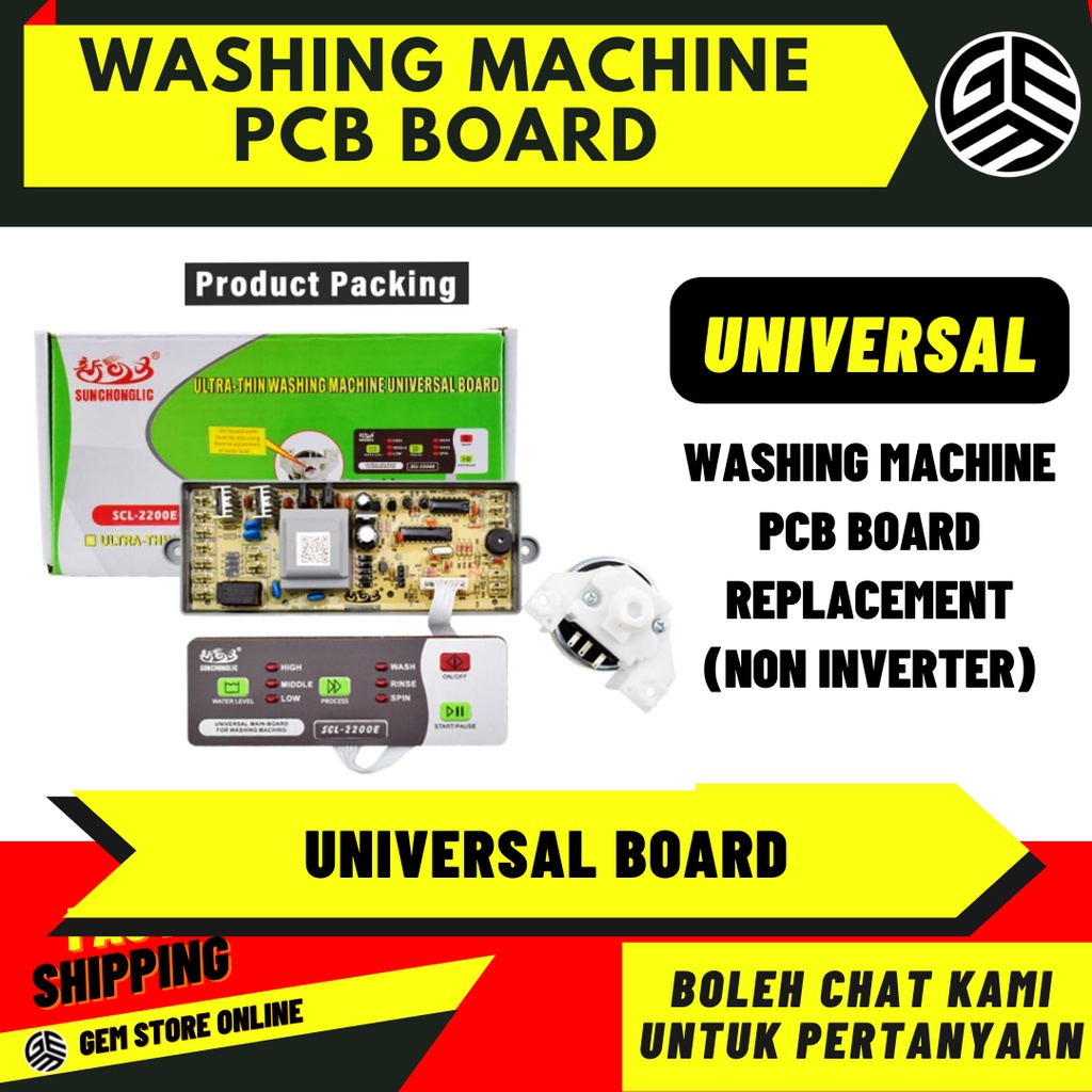 UNIVERSAL Washing machine PCB Board SCL-2200E / Board Mesin Basuh ...