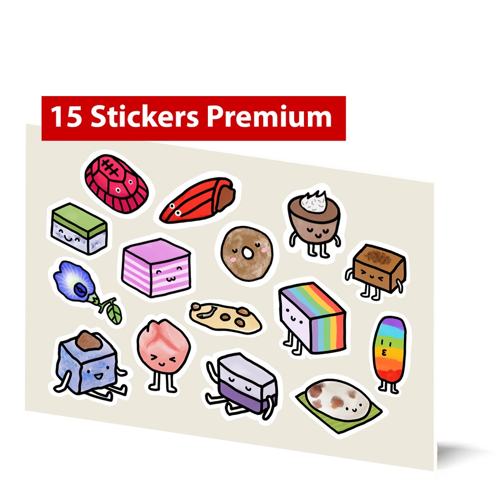Sticker Kuih Muih Tradisi, 15 Pelekat Premium (Koleksi Kuih Berwarna ...