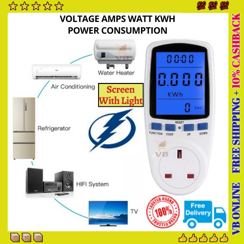DIGITAL ELECTRICITY USAGE MONITORING MODES VOLTAGE AMPS WATT KWH POWER ...