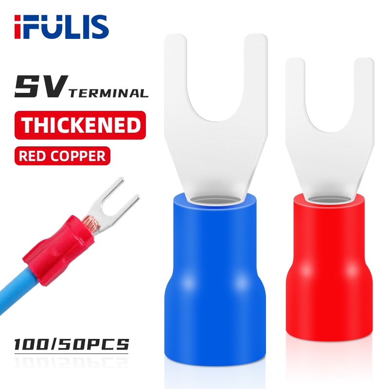 SV Spade Terminals Insulated Cable Connector Electrical Wire Crimp SV1.25 SV2 SV3.5 SV5.5 Butt ...