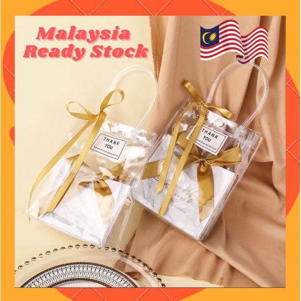 Clear PVC Tote Bag with button /Transparent bag Door gift Bag Goodies ...