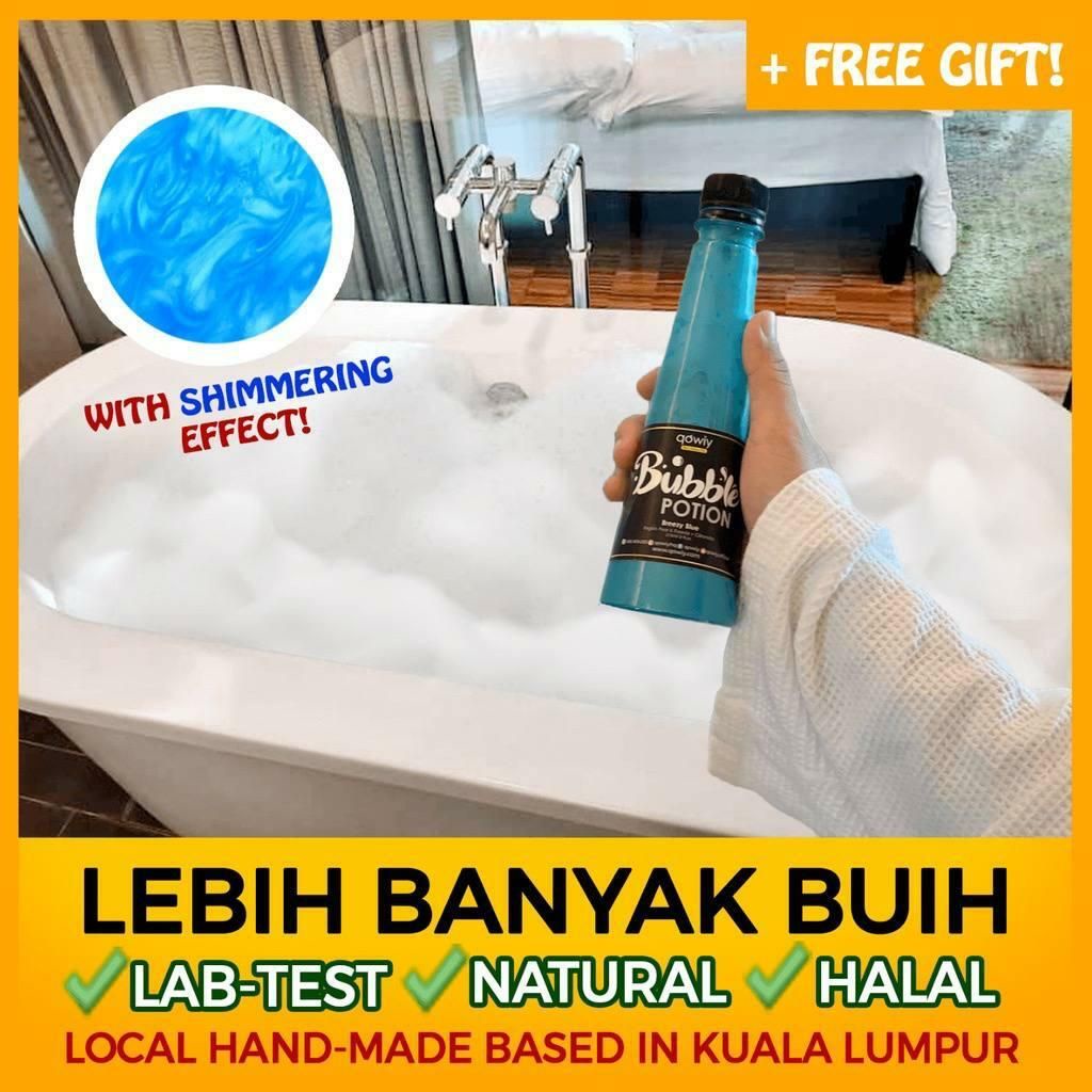 Qowiy Bubble Potion BLUE + Shimmering water | Natural | pool | Bath tub | home spa | glitter ...