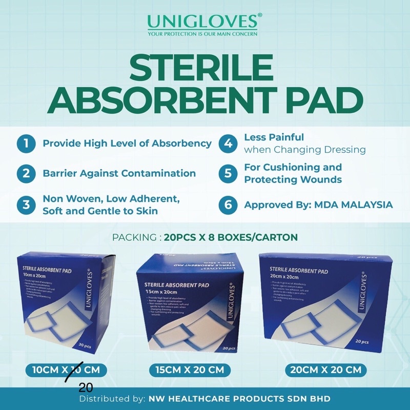Unigloves Sterile Absorbent Pad Gamgee pad 20s | Shopee Malaysia