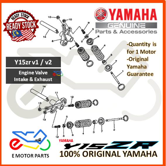 Y15 VALVE INPUT EXHAUST OUTPUT VALVE SPRING SEAT ROCKER ARM SHAFT ...