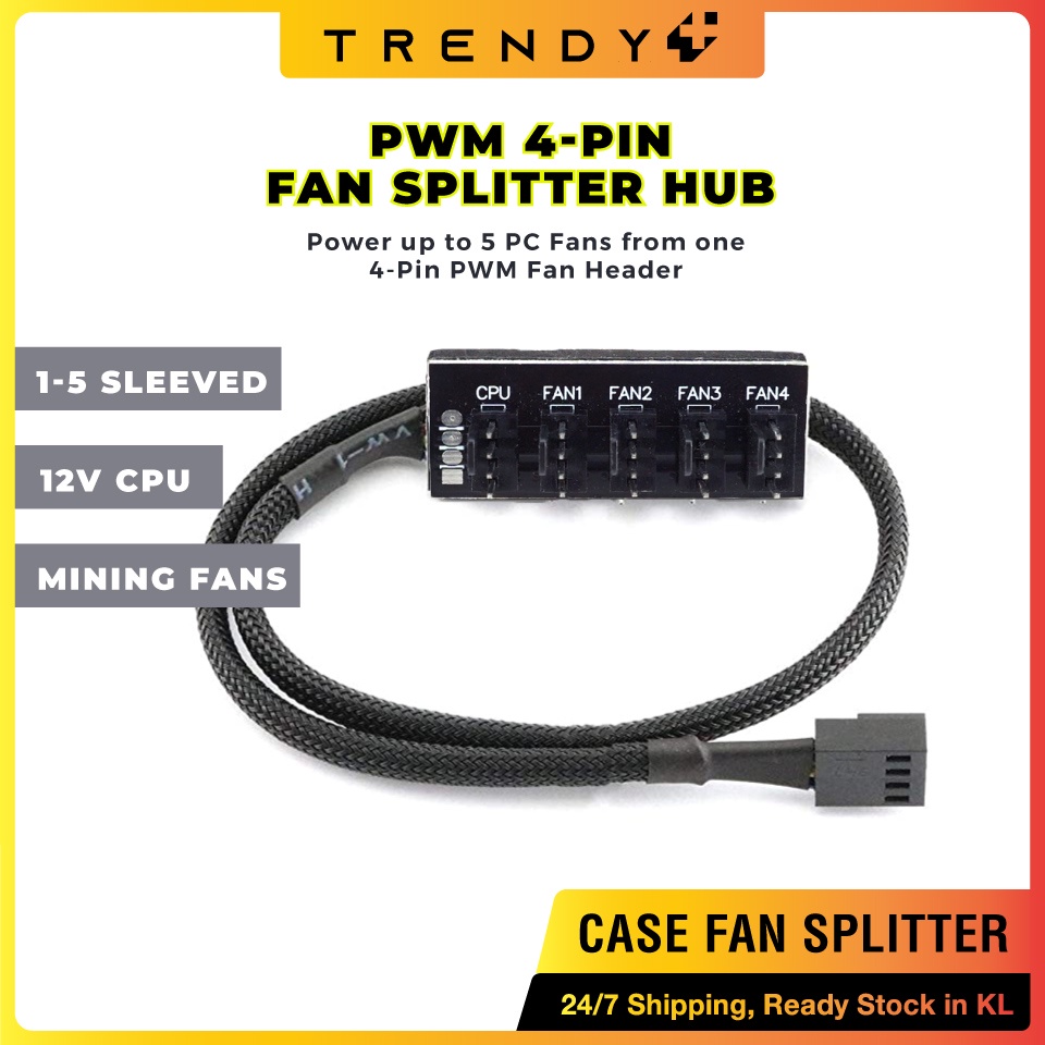 PWM 4 Pin Fan Splitter Hub 1 to 5 PWM 4 PIN Fan Header | Shopee Malaysia