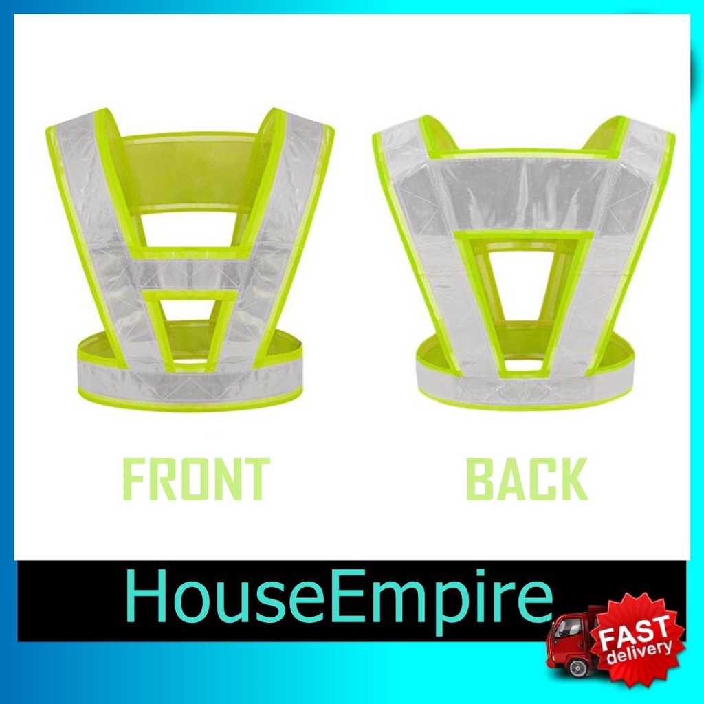 Reflective Stripe V-Shape Vest Safety Night Outdoor Baju Pemantul ...