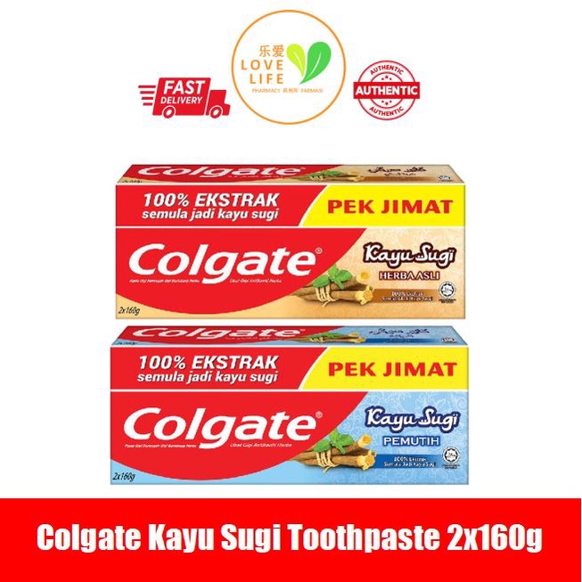 Colgate Toothpaste Kayu Sugi Herba Asli Pemutih 2x160g Ubat Gigi ...